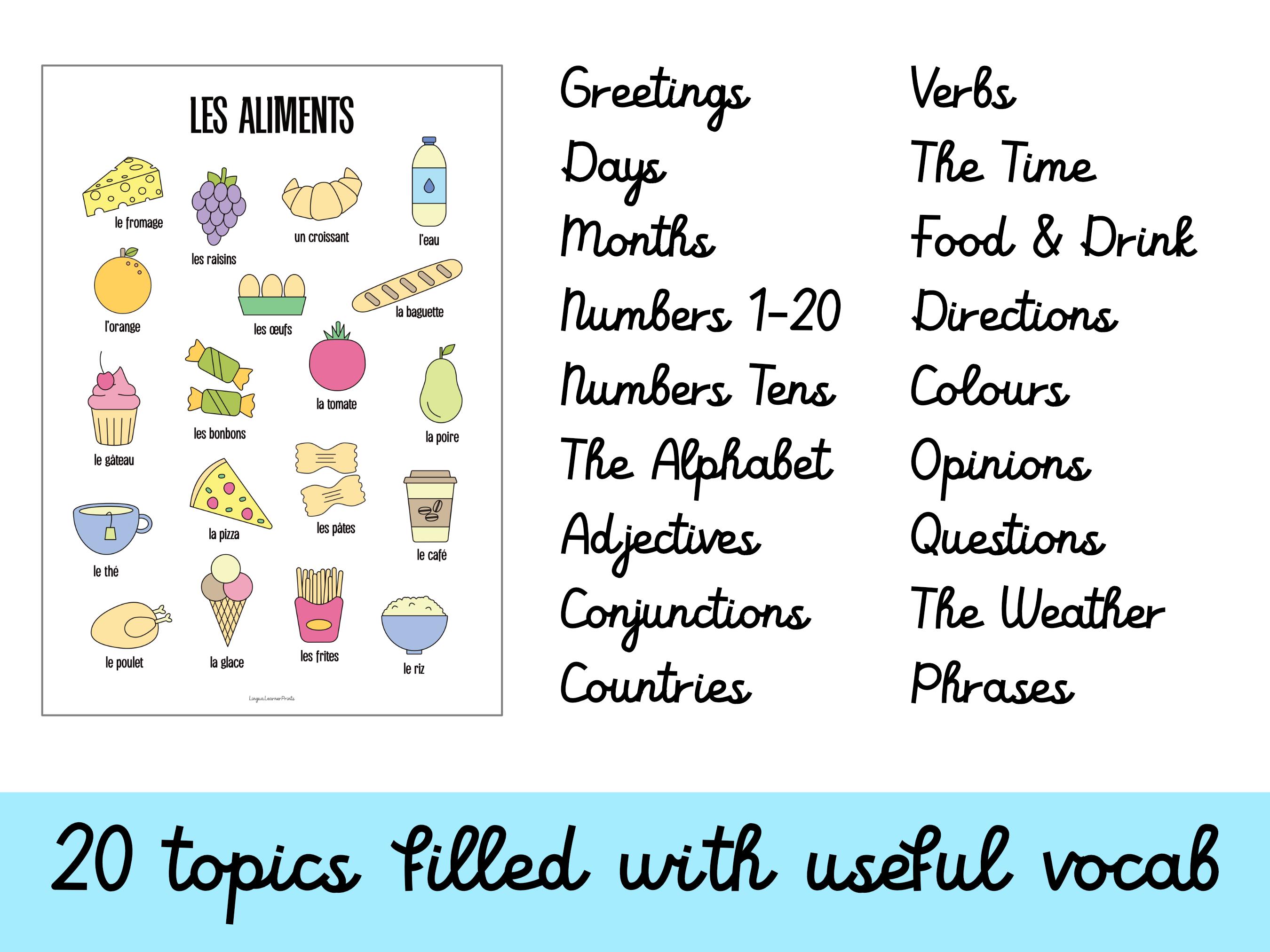 20 French Language Posters and Flashcards Printable. Learn French ...