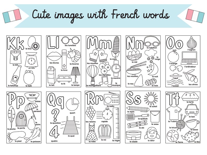 French Alphabet Colouring Printable Pages. Learn French, Educational ...