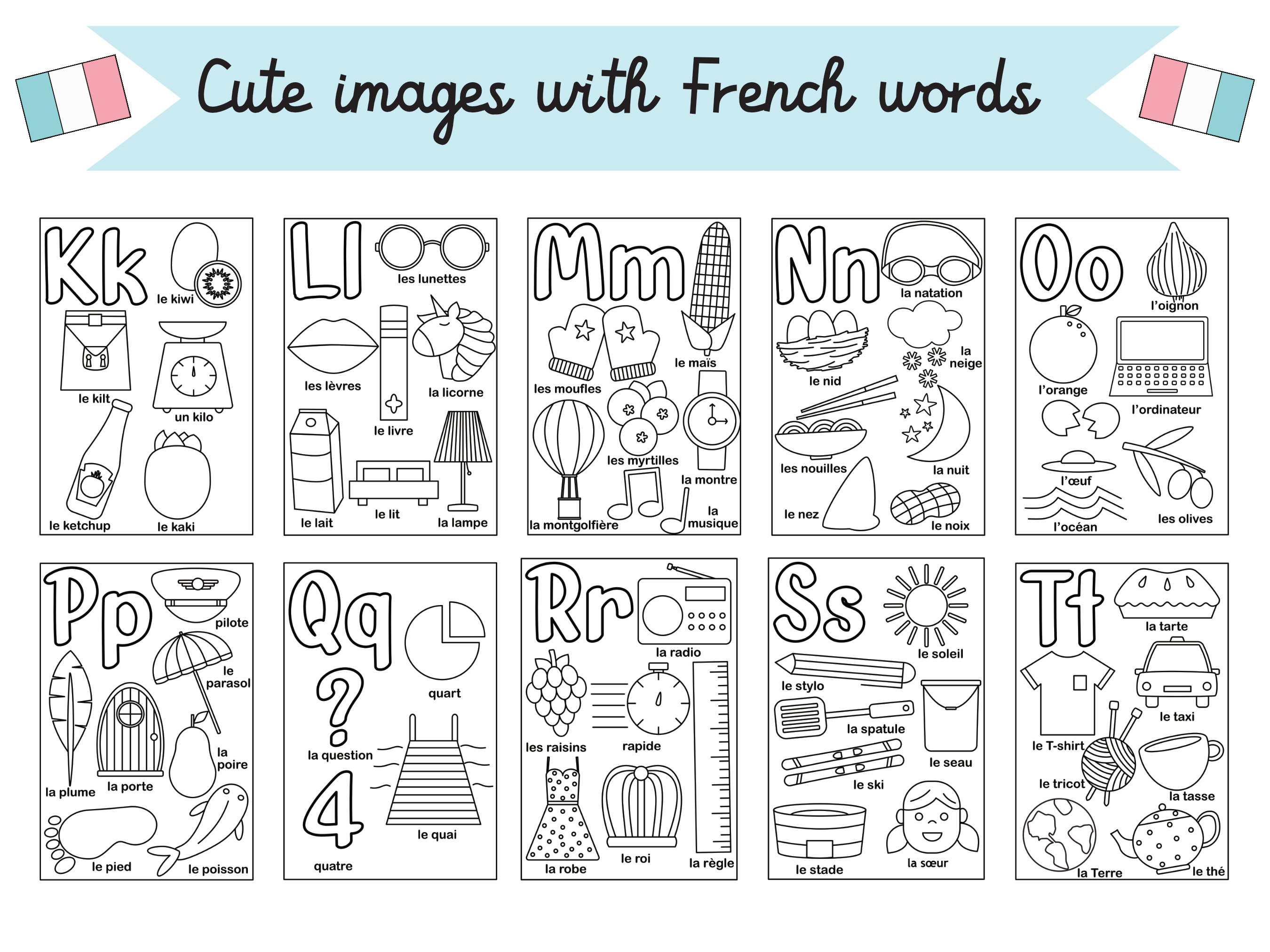 French Alphabet Colouring Printable Pages. Learn French, Educational ...