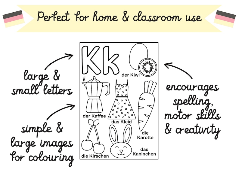 German Alphabet Colouring Printable Pages. Learn German, Educational ...