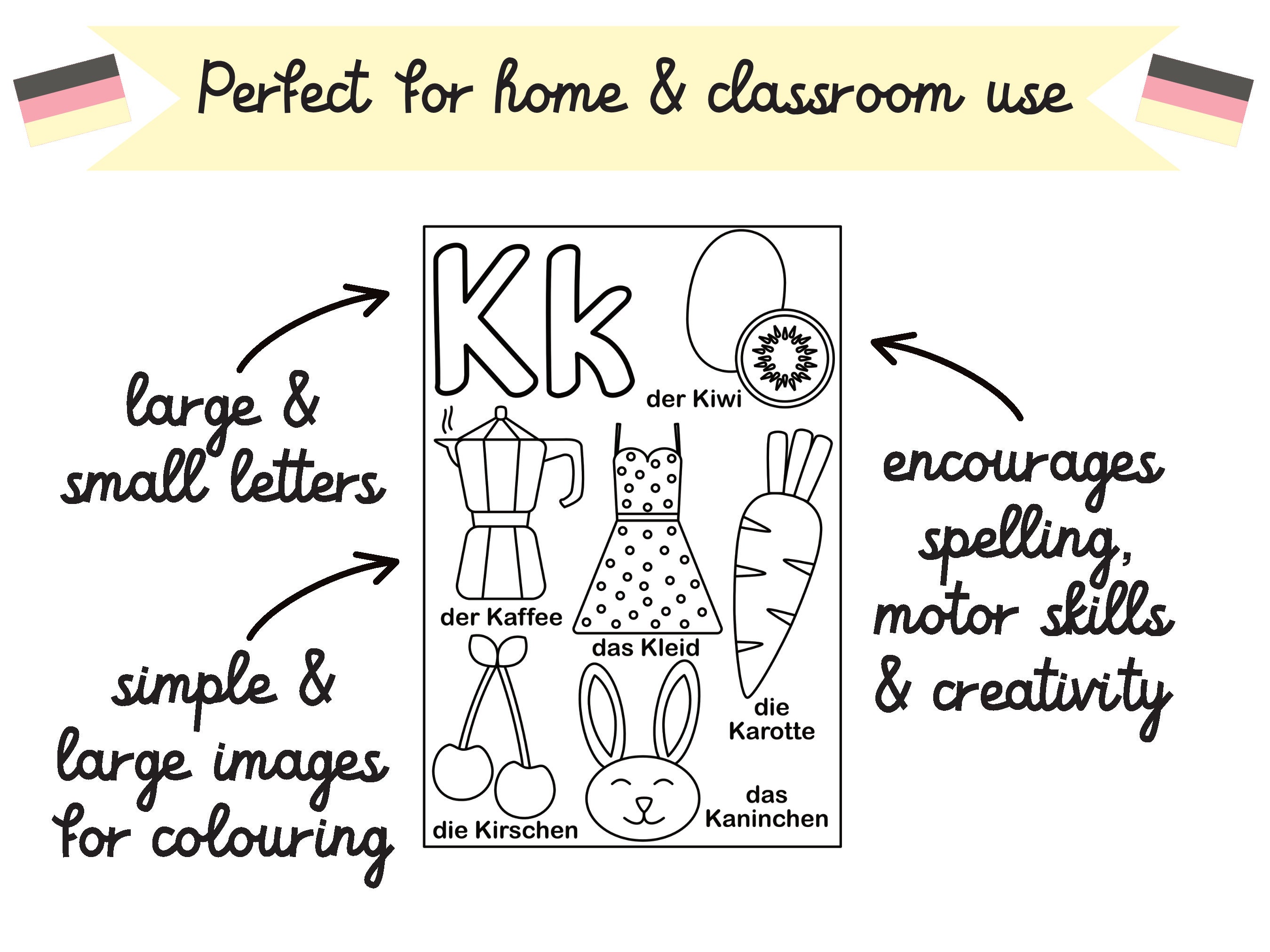 German Alphabet Colouring Printable Pages. Learn German, Educational ...