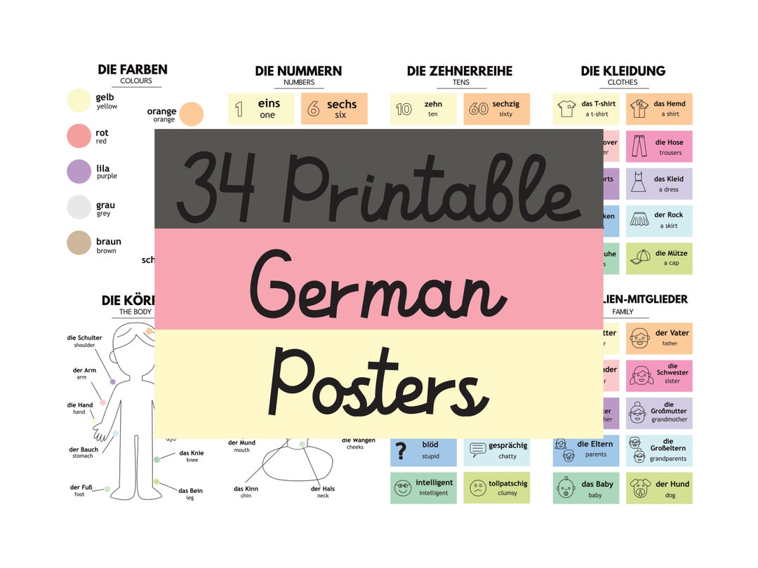 German Language Posters and Flashcards Printable. Learn German ...