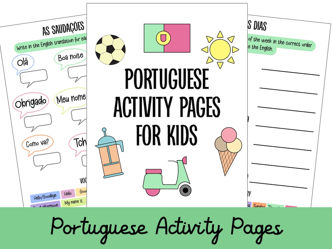 Portuguese Printable Activity Sheets for Kids for Home Learning and ...