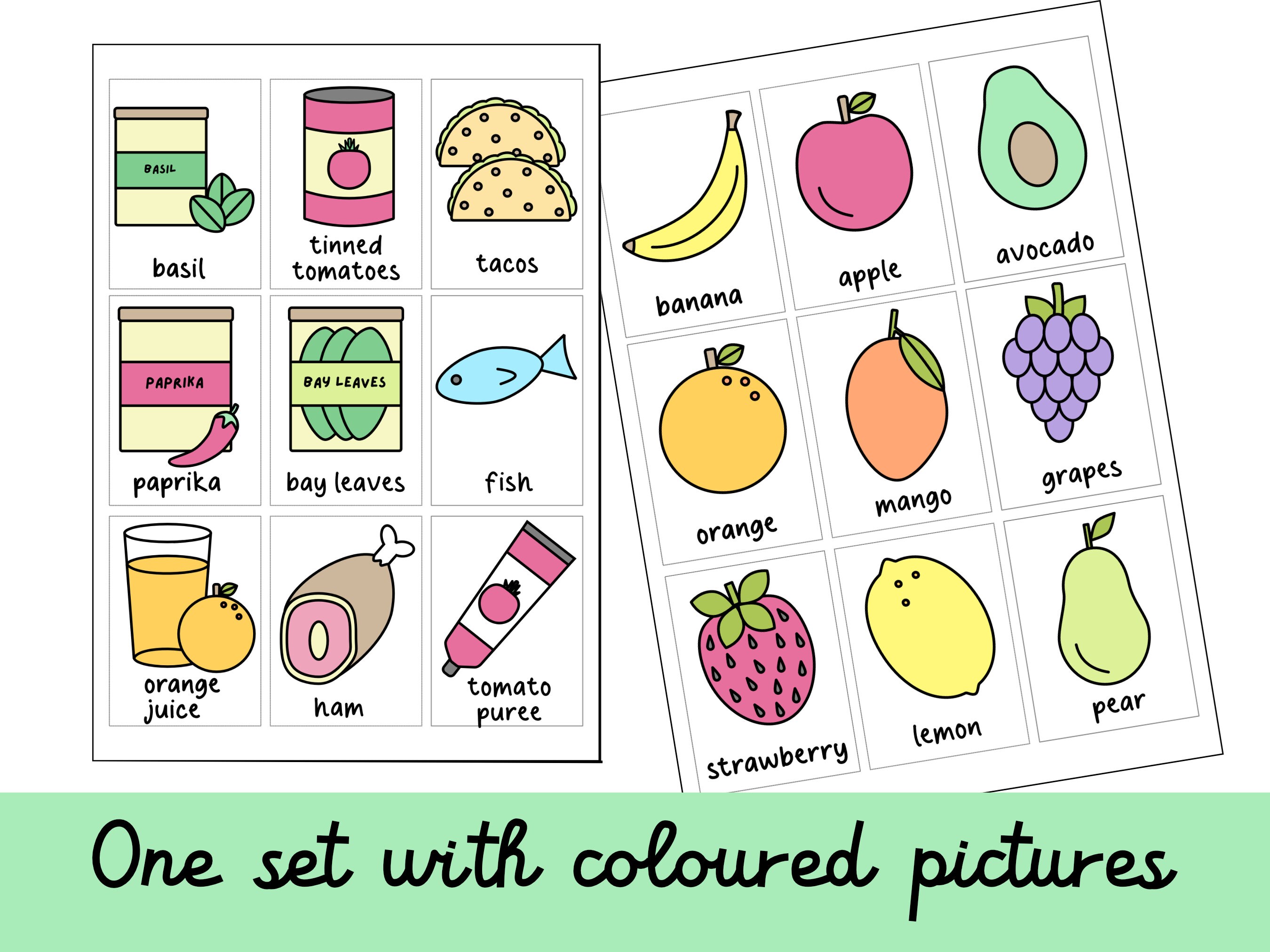 English Food and Drink Printable Flashcards - Etsy