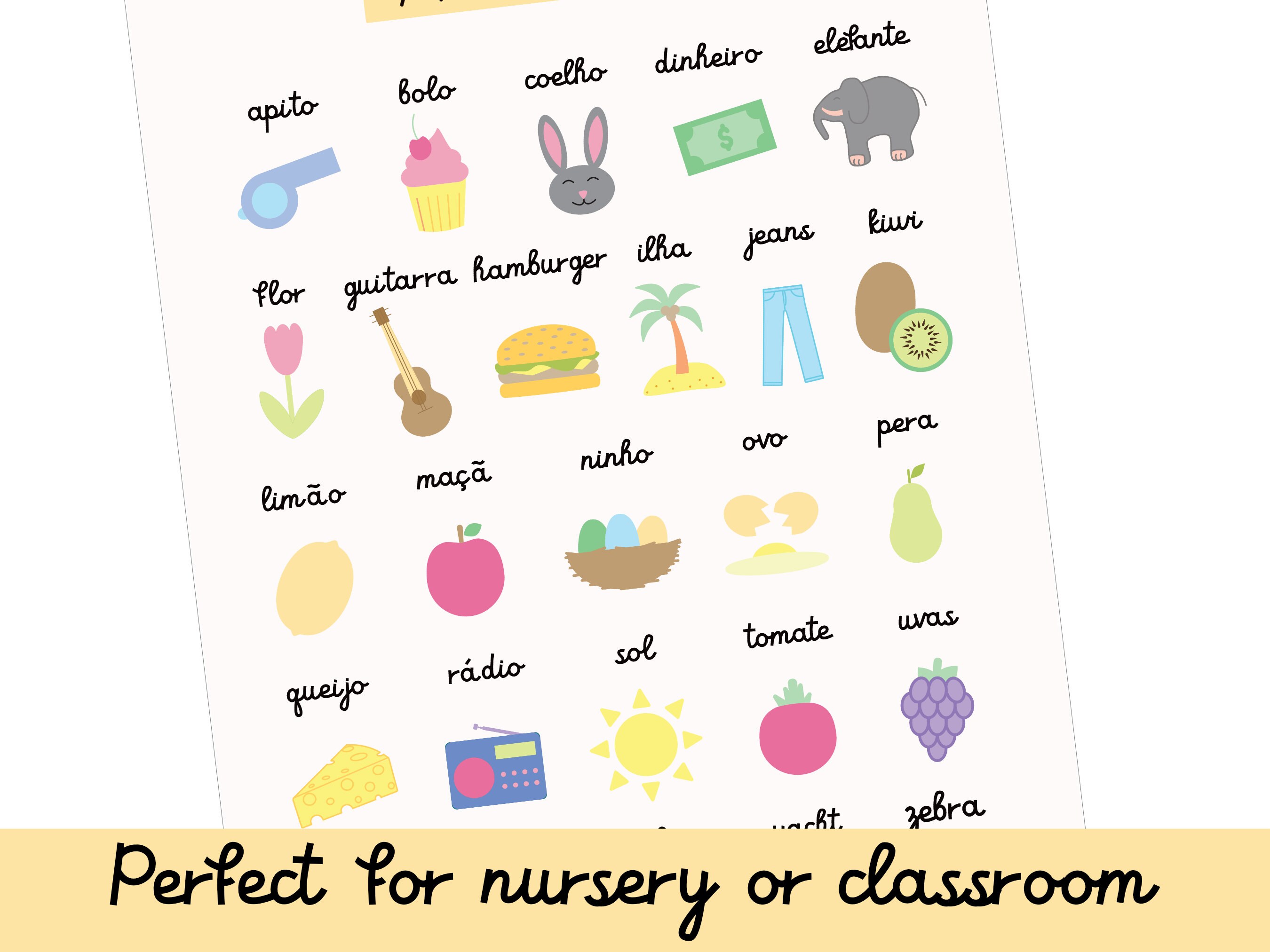 Portuguese Alphabet Poster Set for Children for Nursery and Classroom ...