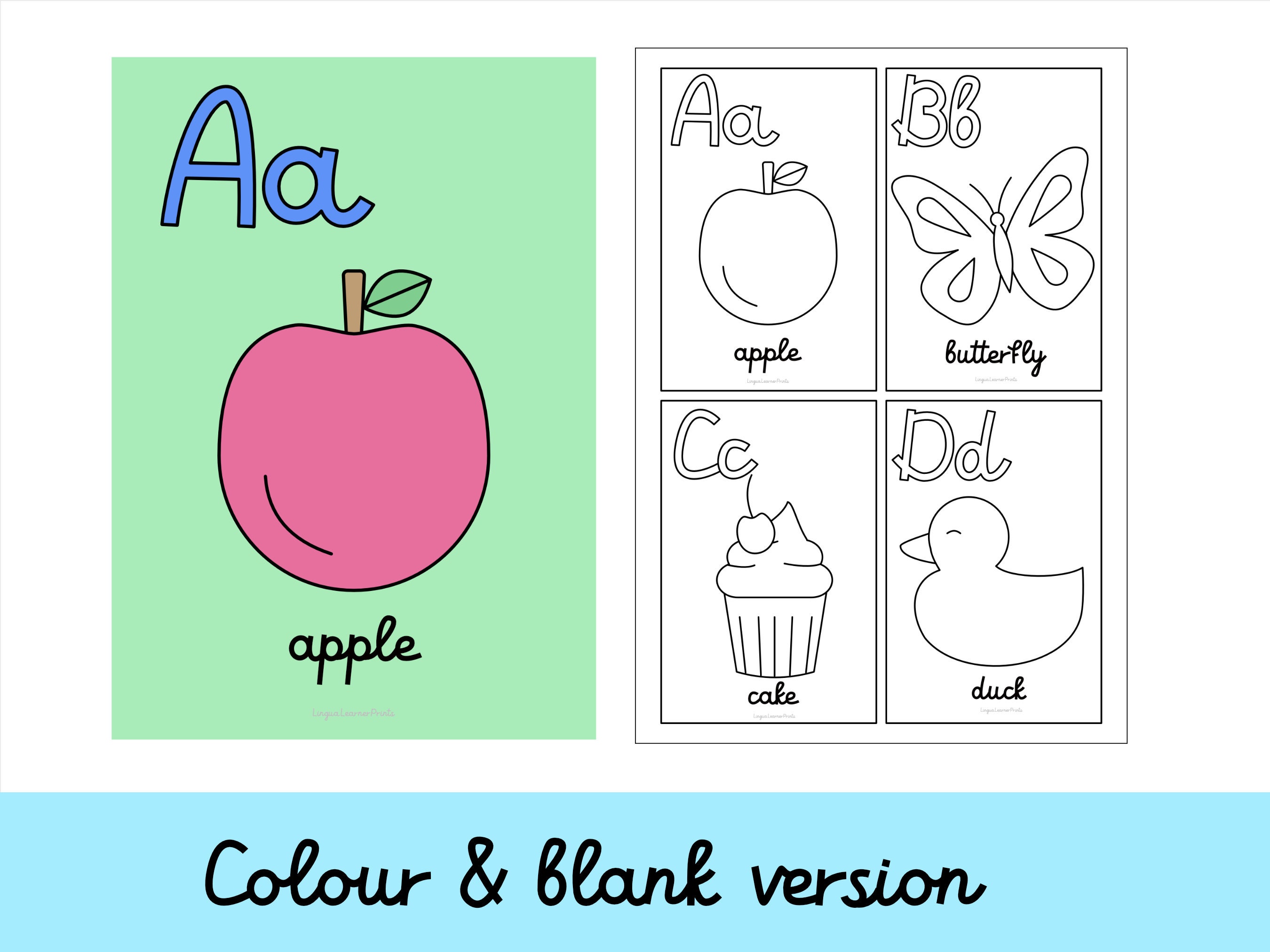 English & ESL A6 Printable Alphabet Flashcards for Children ...