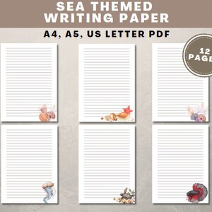 Printable Stationary Writing Paper, Lined and Blank Pages | Sea & Ocean ...