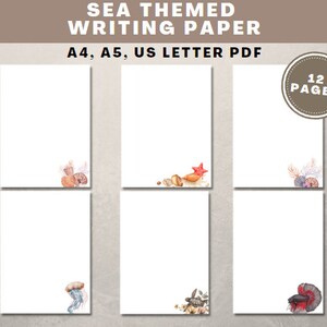 Printable Stationary Writing Paper, Lined and Blank Pages | Sea & Ocean ...