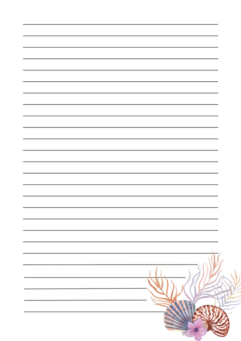 Printable Stationary Writing Paper, Lined and Blank Pages | Sea & Ocean ...