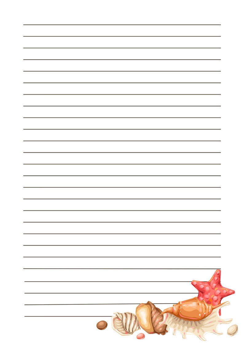 Printable Stationary Writing Paper, Lined and Blank Pages | Sea & Ocean ...