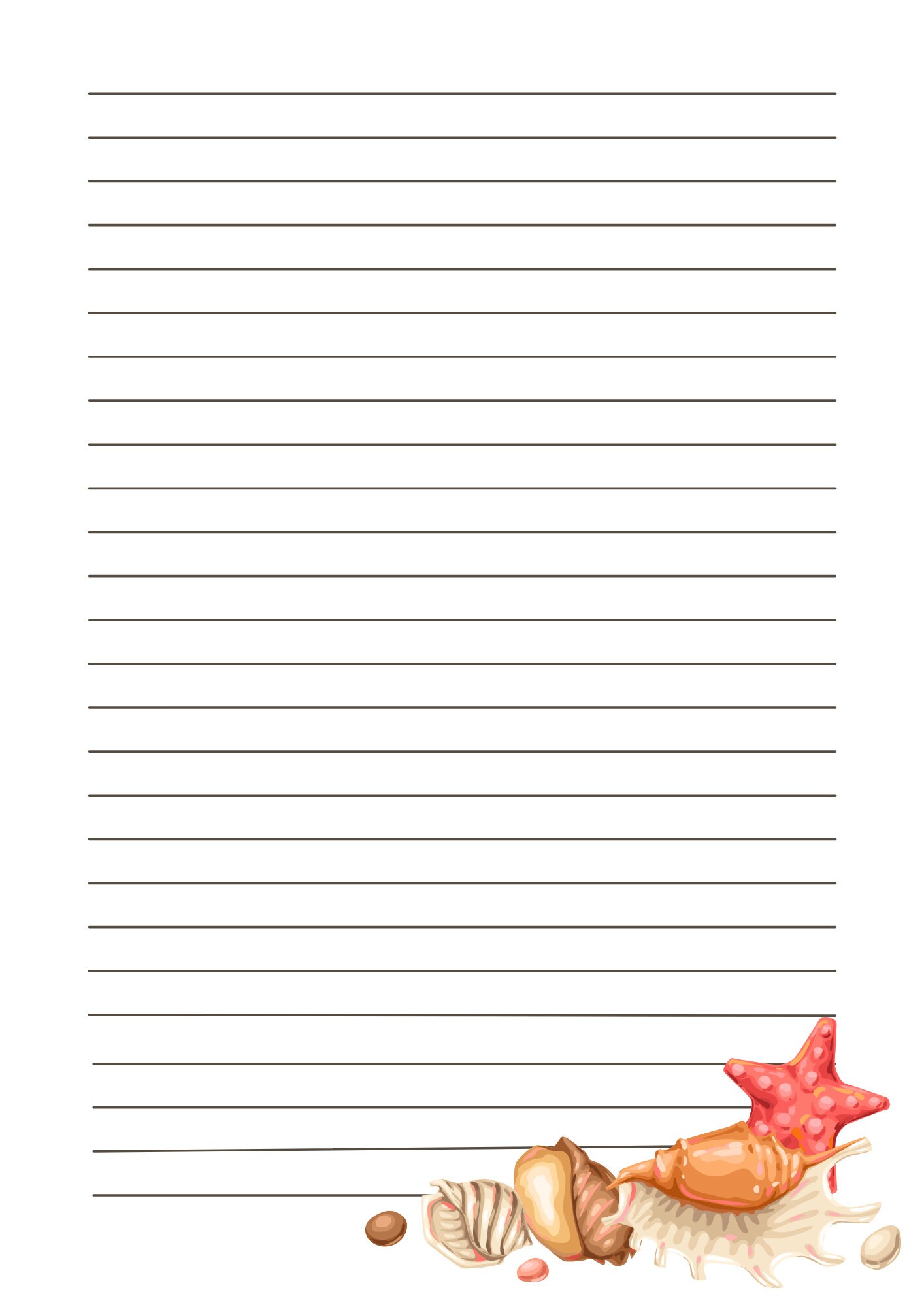 Printable Stationary Writing Paper, Lined and Blank Pages | Sea & Ocean ...