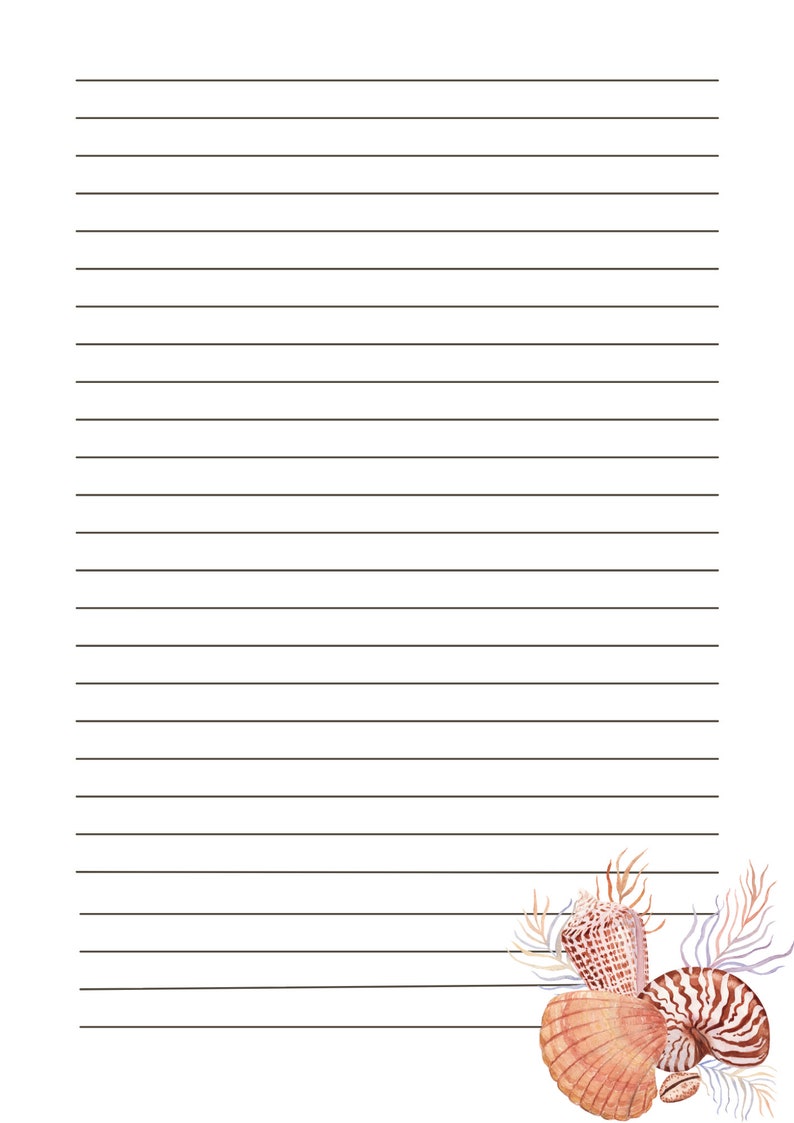 Printable Stationary Writing Paper, Lined and Blank Pages | Sea & Ocean ...