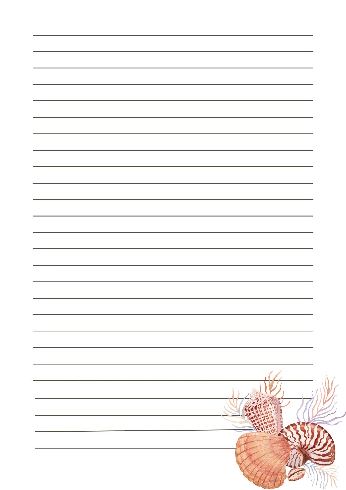 Printable Stationary Writing Paper, Lined and Blank Pages | Sea & Ocean ...