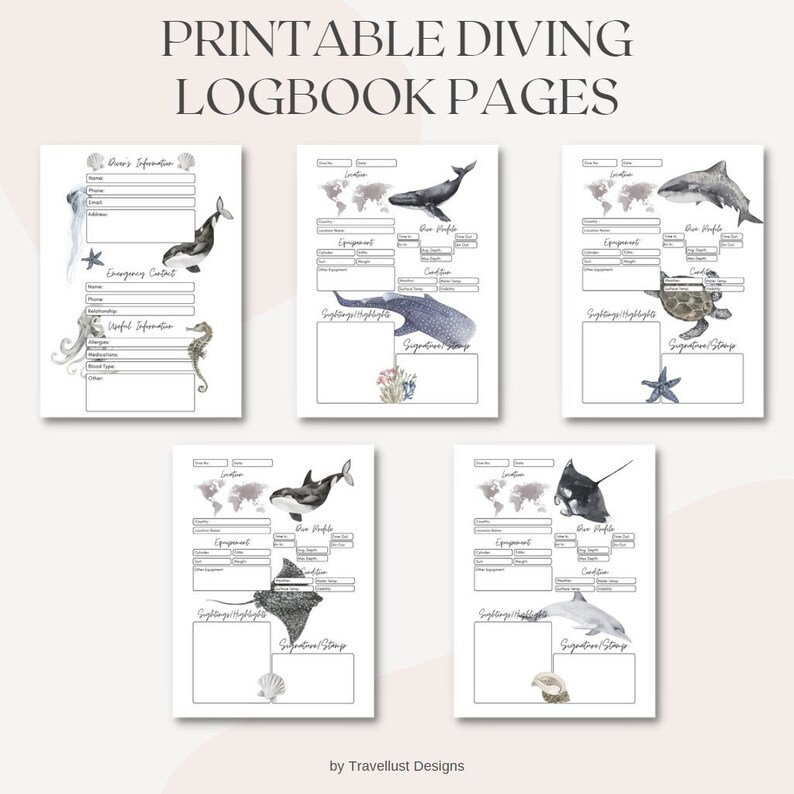 Printable Scuba Diving Logbook Pages With Beautiful Ocean - Etsy