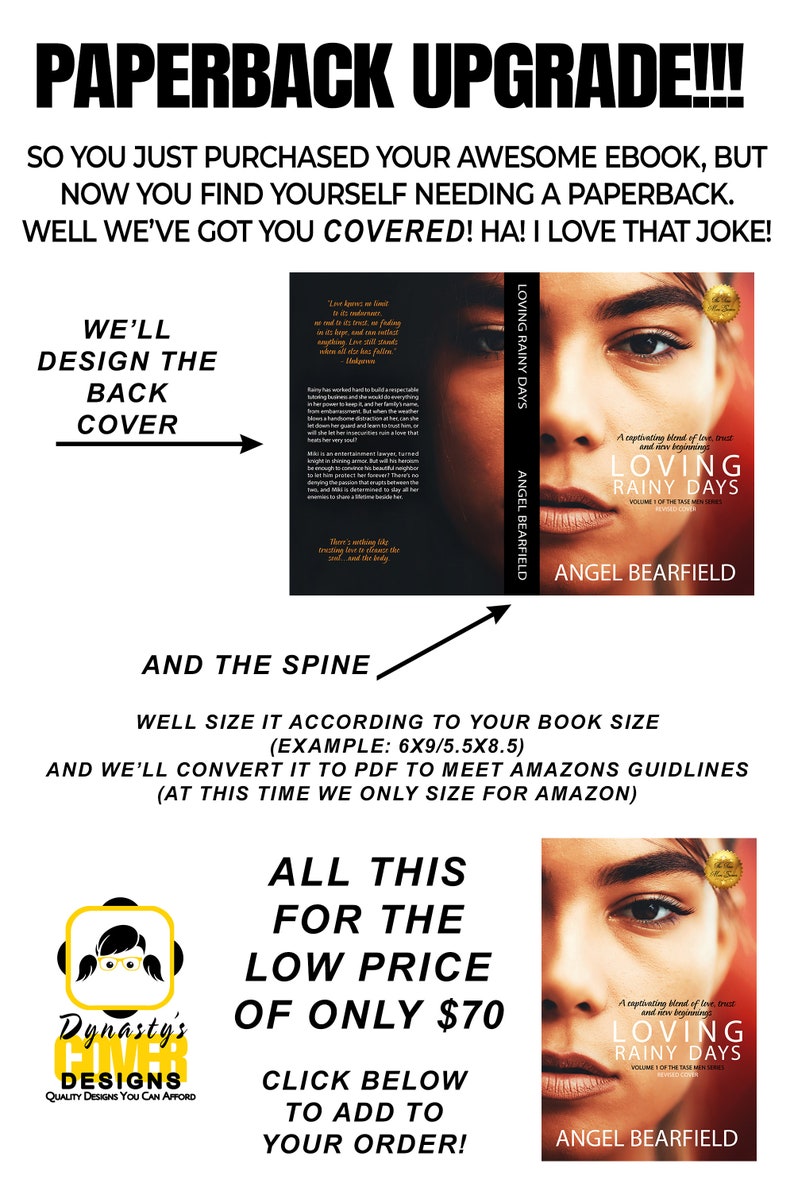 Paperback Book Cover Design Upgrade #PB: Back Cover & Spine Add-on (PDF ...