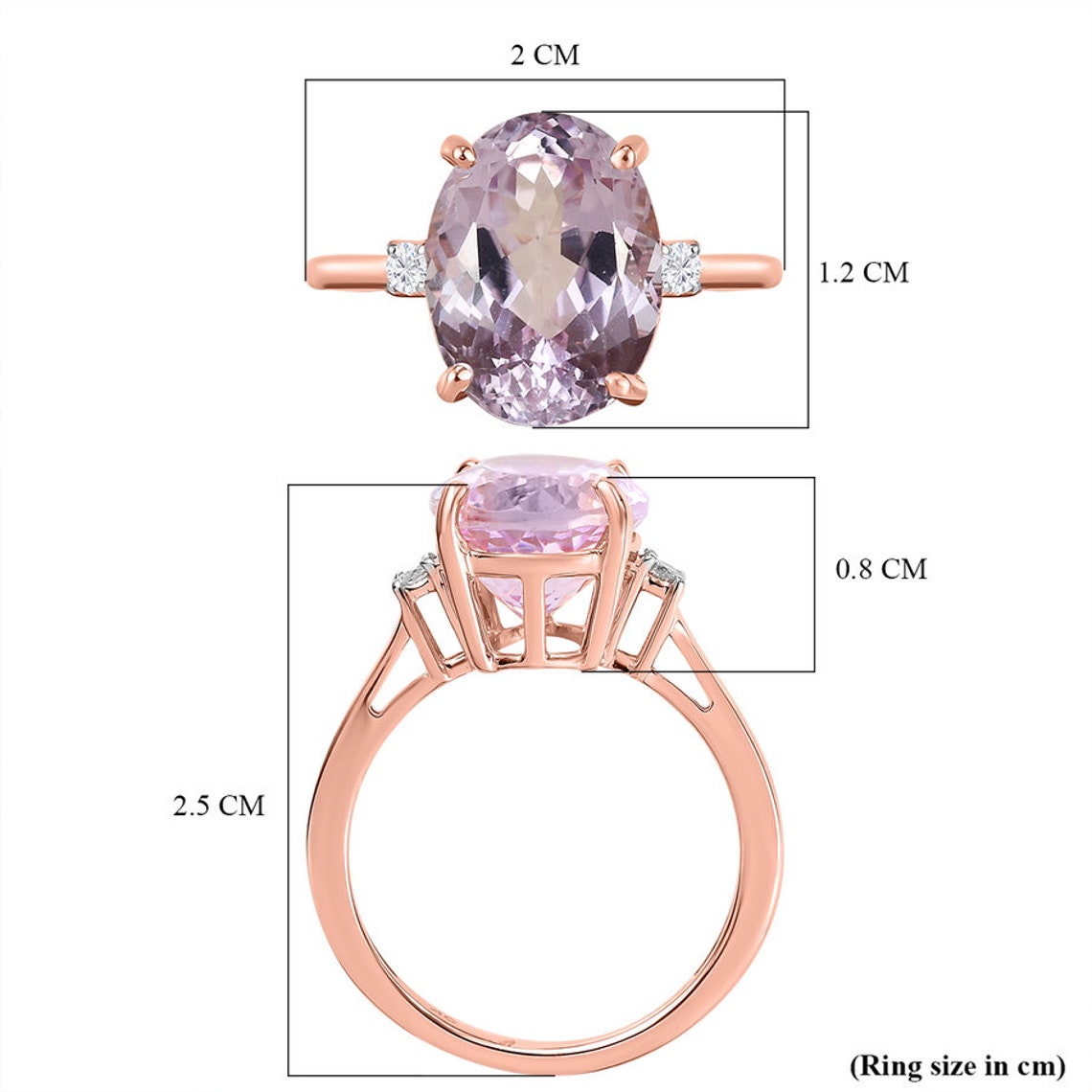Certified Kunzite Engagement Ring in 14K Rose Gold Plated Sterling ...