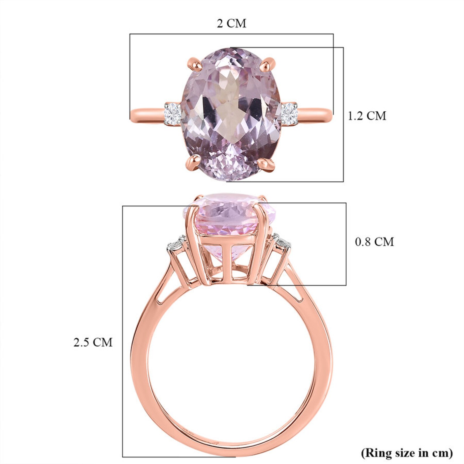 Certified Kunzite Engagement Ring in 14K Rose Gold Plated Sterling ...