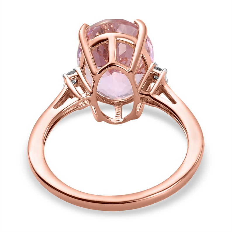 Certified Kunzite Engagement Ring in 14K Rose Gold Plated Sterling ...