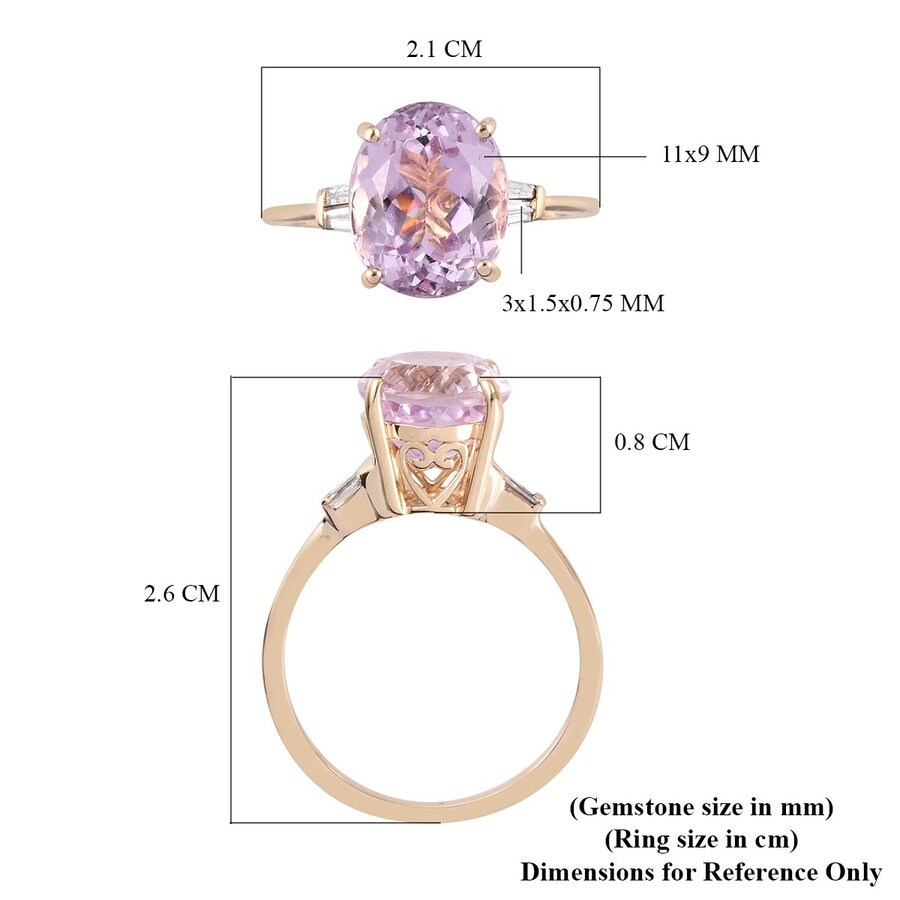 Certified Kunzite Engagement Ring in 14K Rose Gold Plated Sterling ...