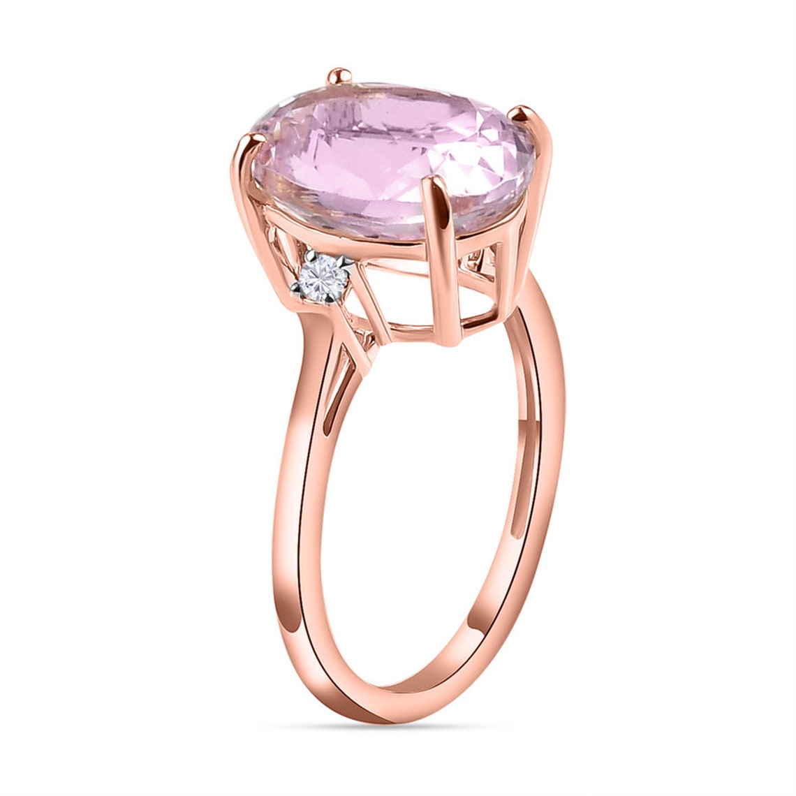 Certified Kunzite Engagement Ring in 14K Rose Gold Plated Sterling ...