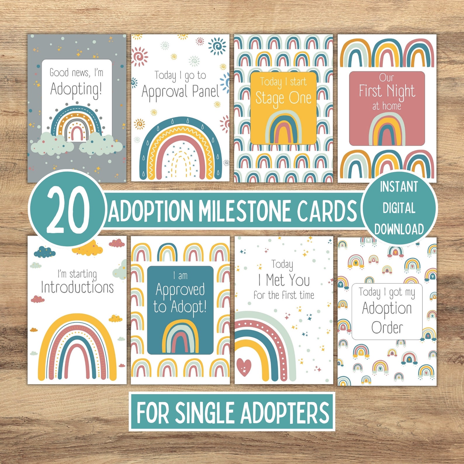 Adoption Milestone Cards for Single Adopter: Rainbow Theme, Adoption ...