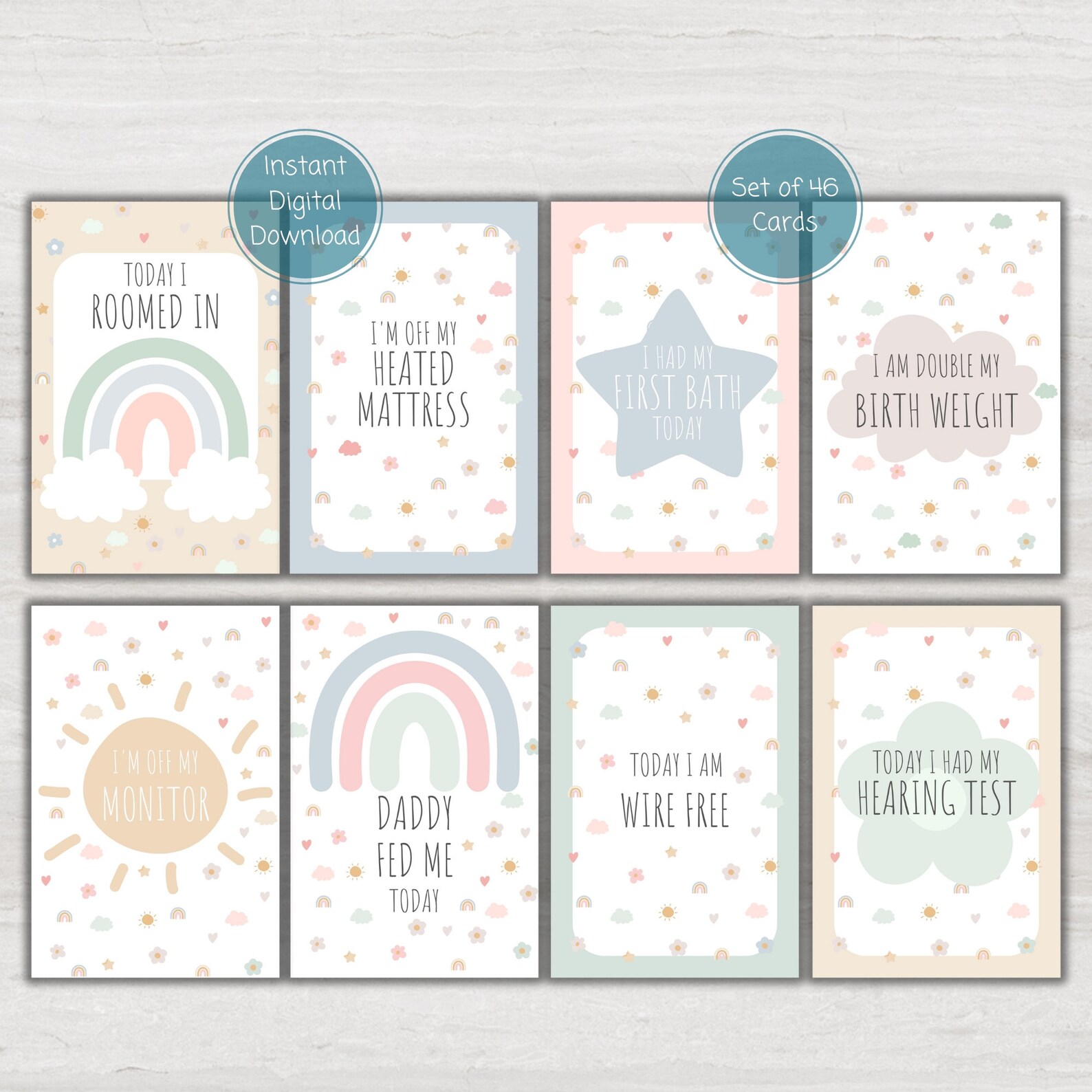 NICU Milestone Cards, Preemie Baby, Premature Girl or Boy NICU Journey ...