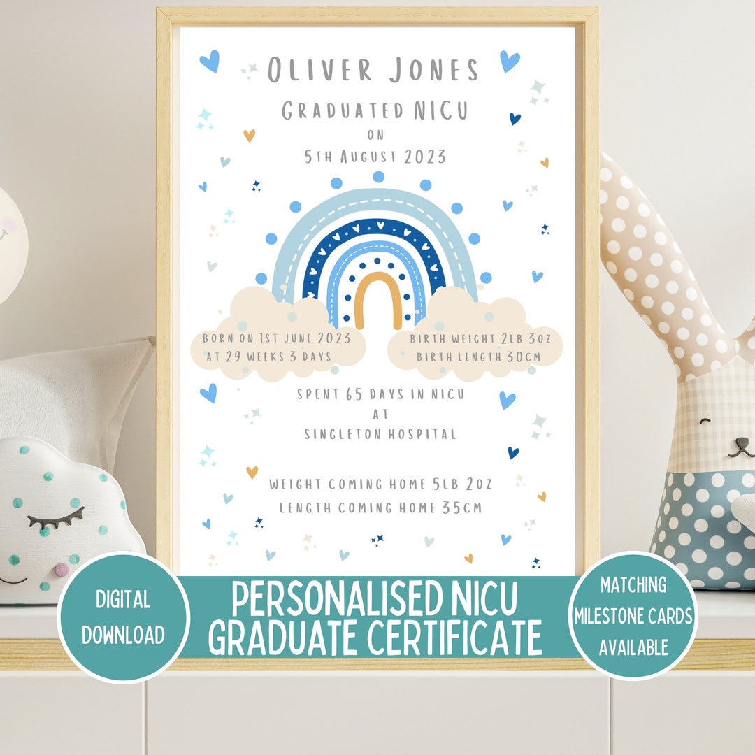 NICU Graduate Certificate, Personalised NICU Grad, Preemie Baby NICU ...