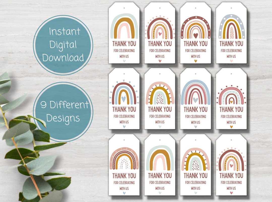 Thank You Gift Tags Boho Rainbow Baby Shower Favour Tags - Etsy