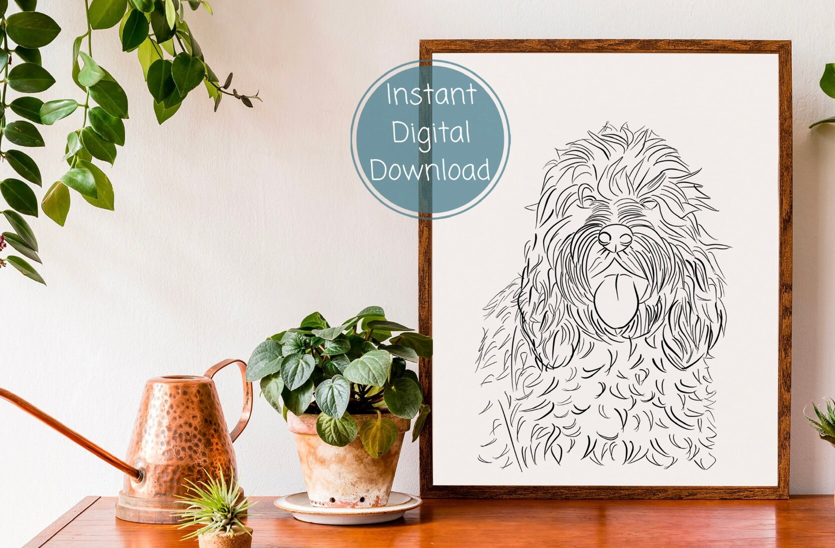 Cockapoo Dog Line Art Black and White Minimalist Print - Etsy