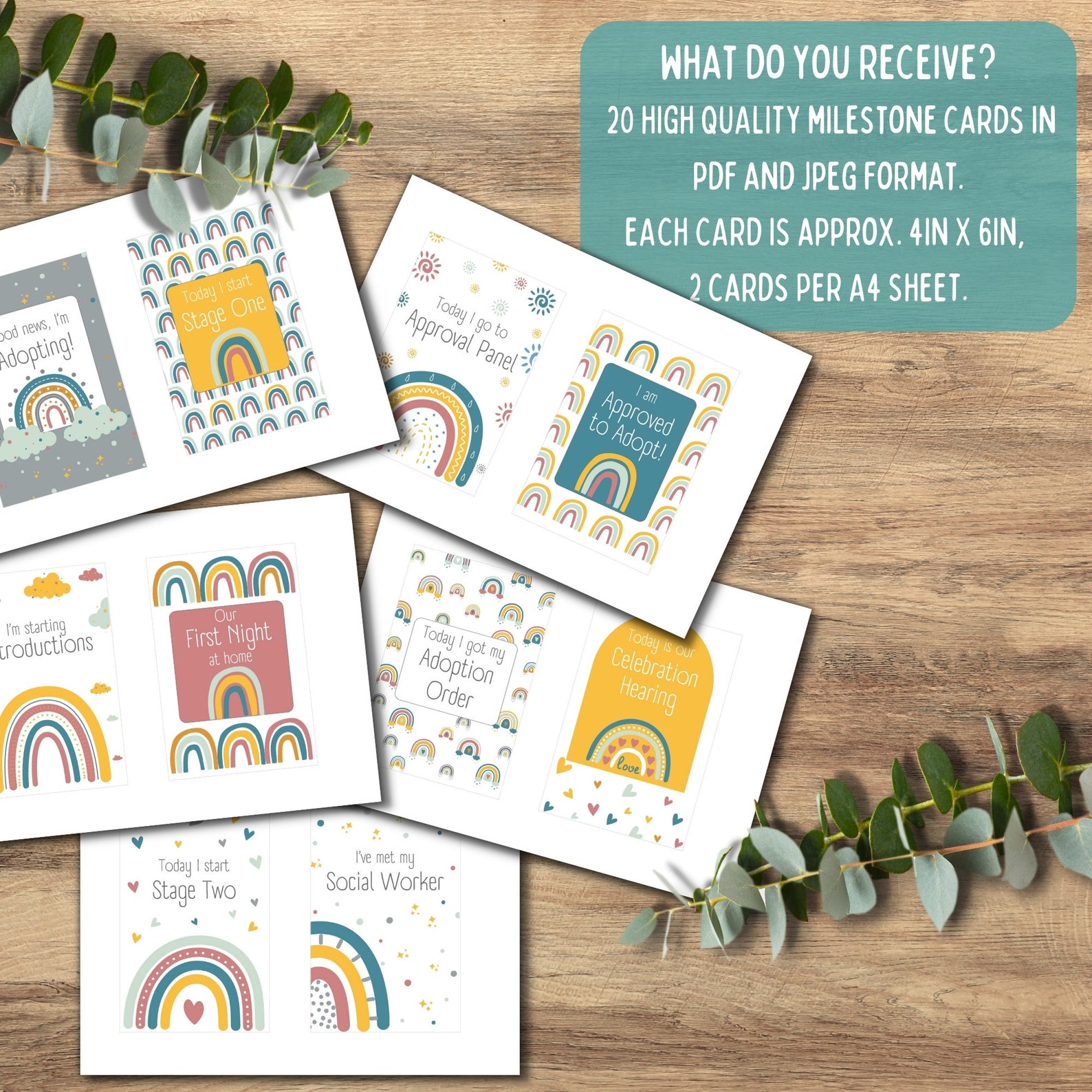 Adoption Milestone Cards for Single Adopter: Rainbow Theme, Adoption ...