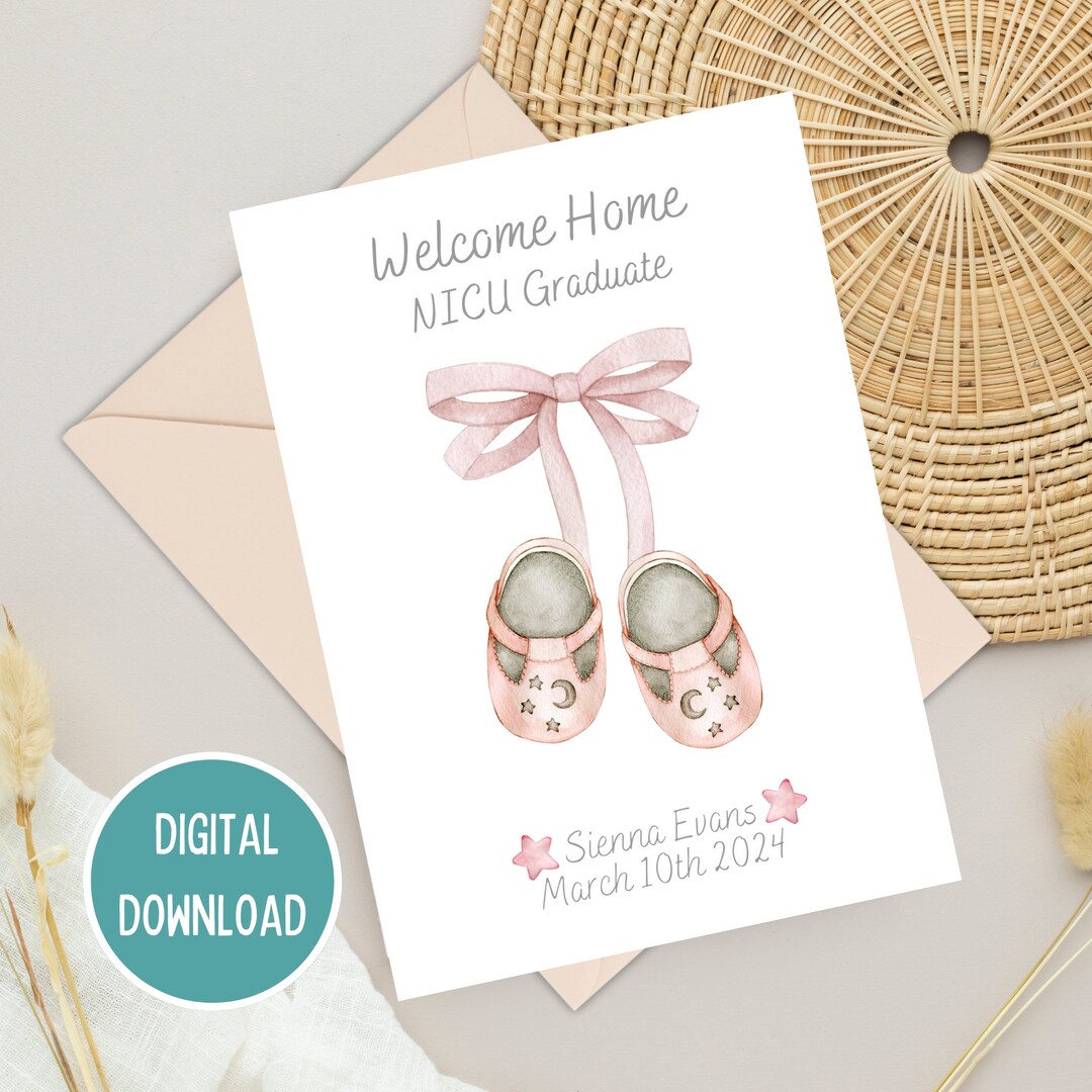 Welcome Home NICU Graduate, Personalised Vintage Pink Congratulations ...