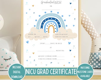 Safari Animal NICU Graduate Certificate, NICU Grad, Preemie Baby NICU ...