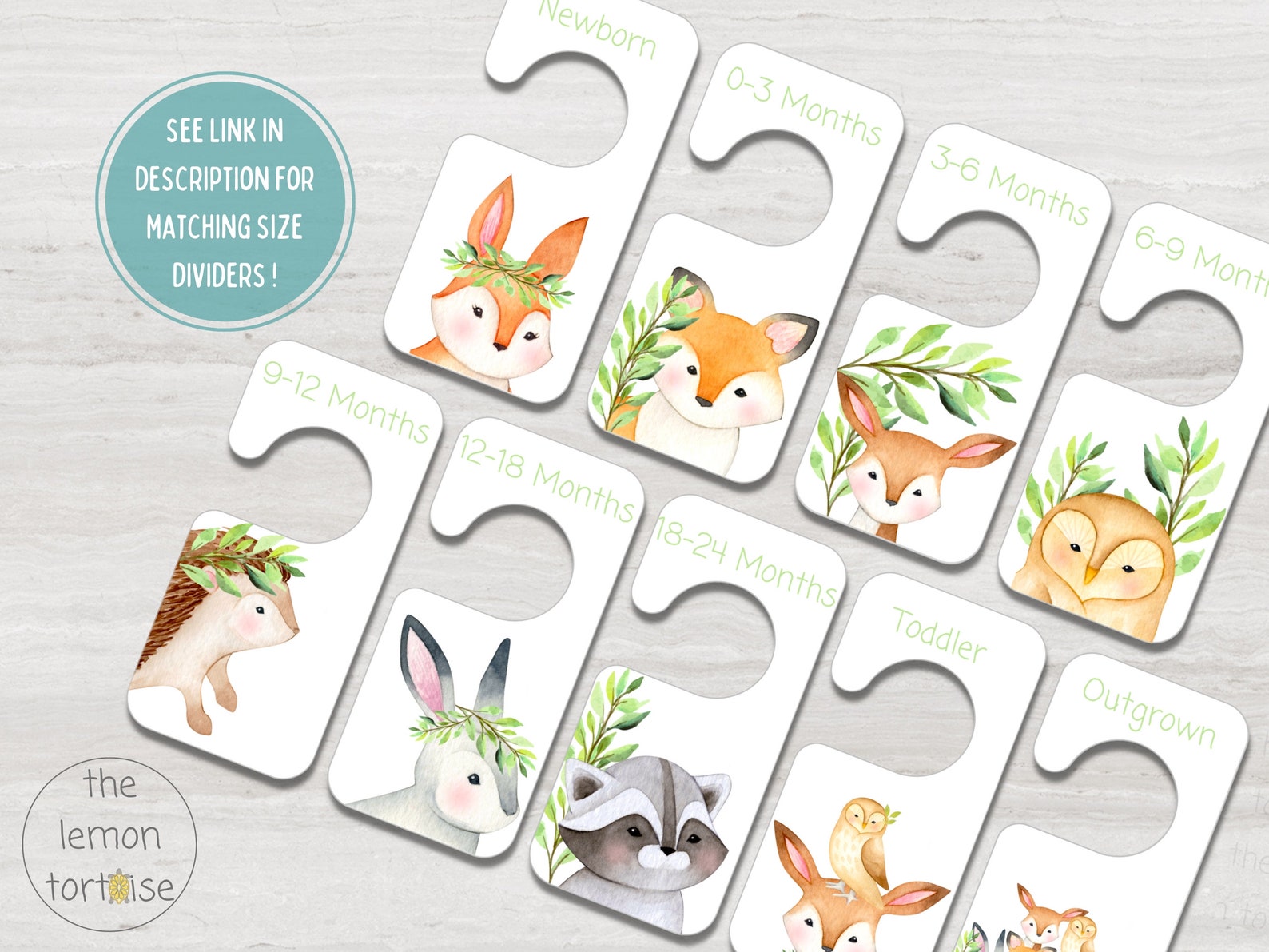 Nursery Drawer Labels for Baby Clothing, Green Woodland Animal Storage ...
