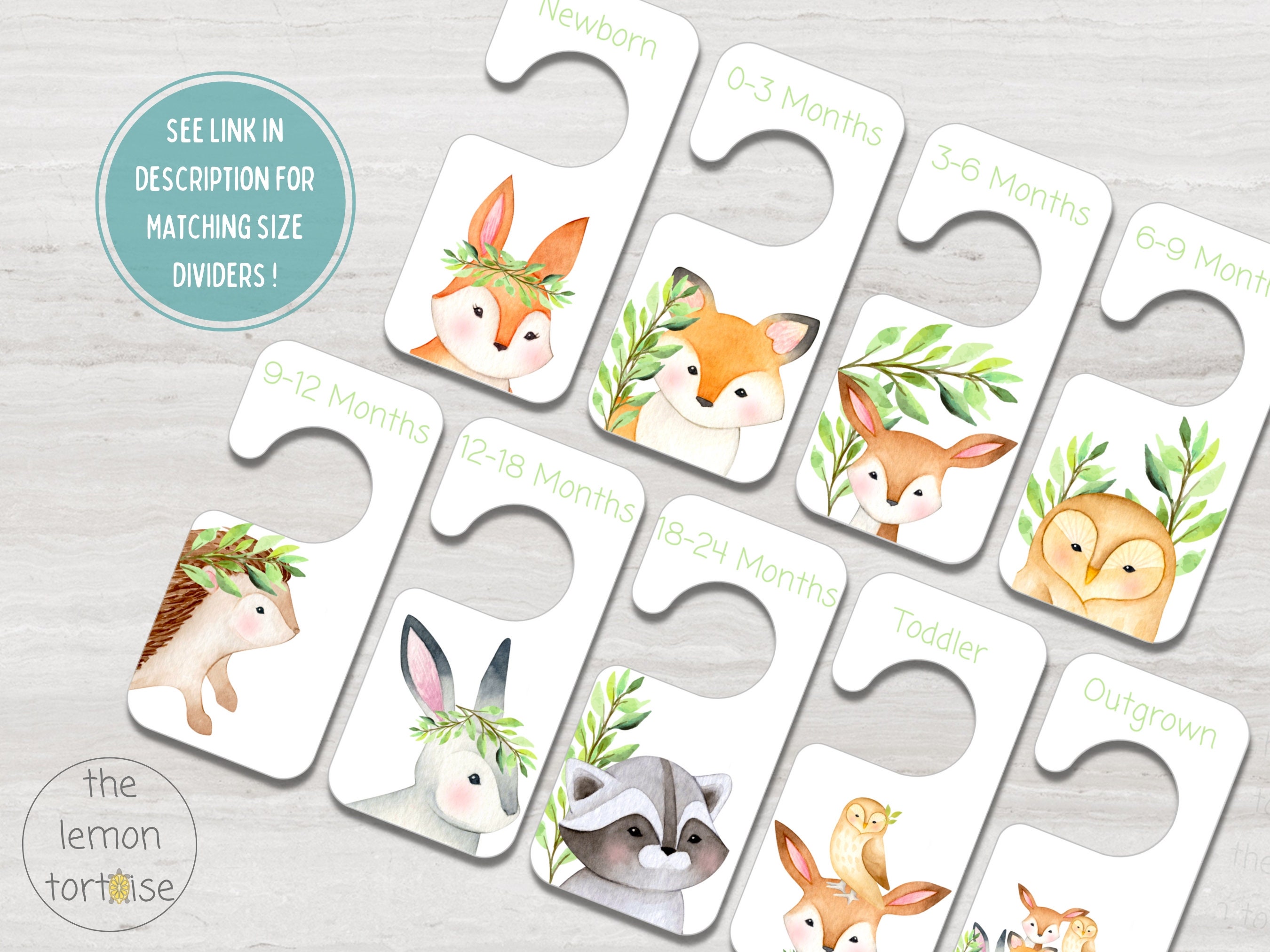 Nursery Drawer Labels for Baby Clothing, Green Woodland Animal Storage ...