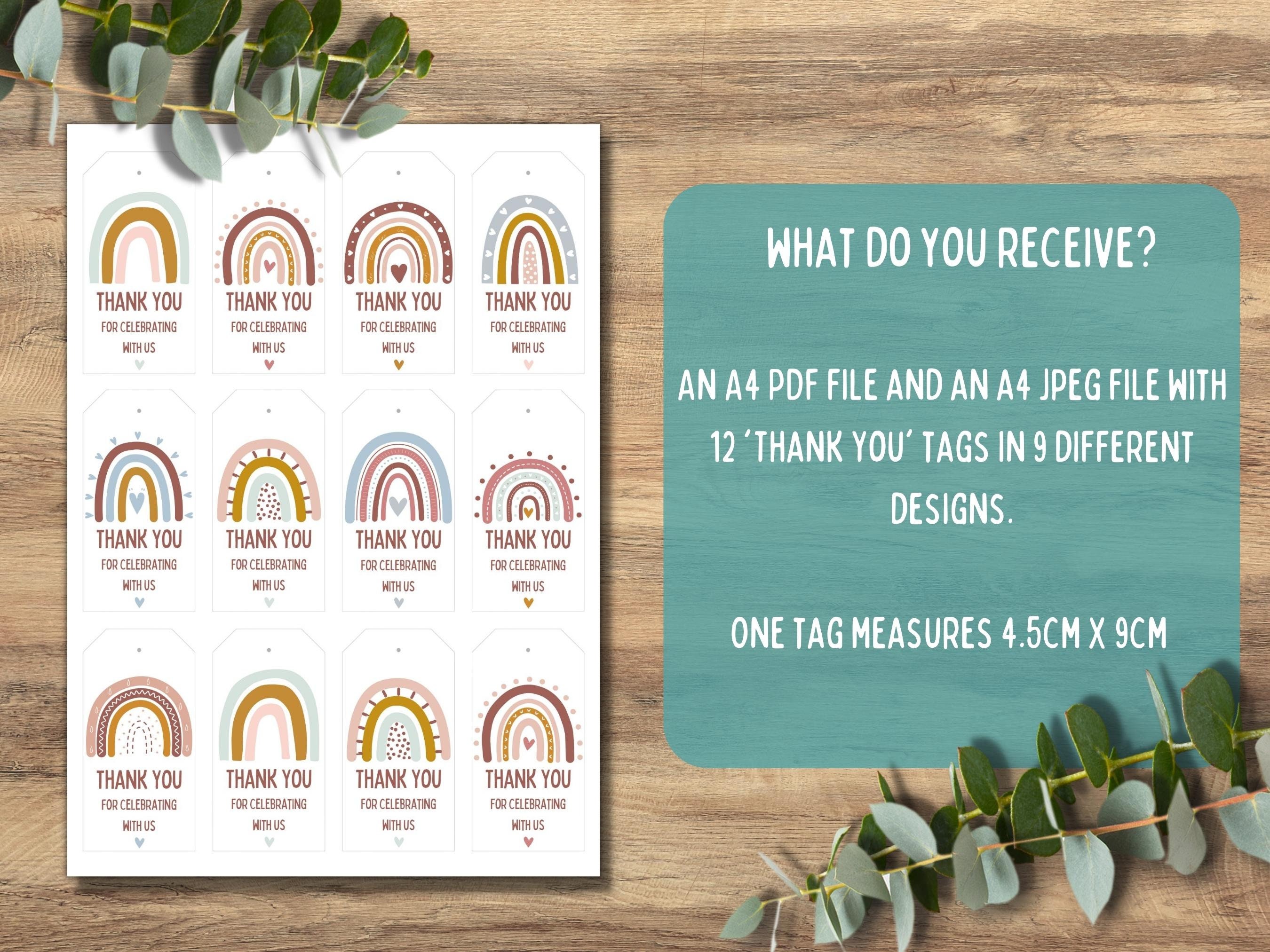 Thank You Gift Tags Boho Rainbow Baby Shower Favour Tags - Etsy