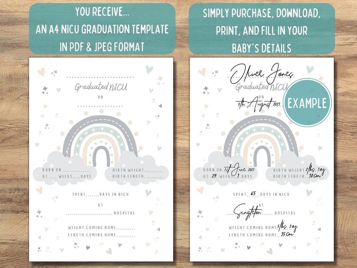 NICU Graduate Certificate, NICU Grad, Preemie Baby NICU Milestone ...