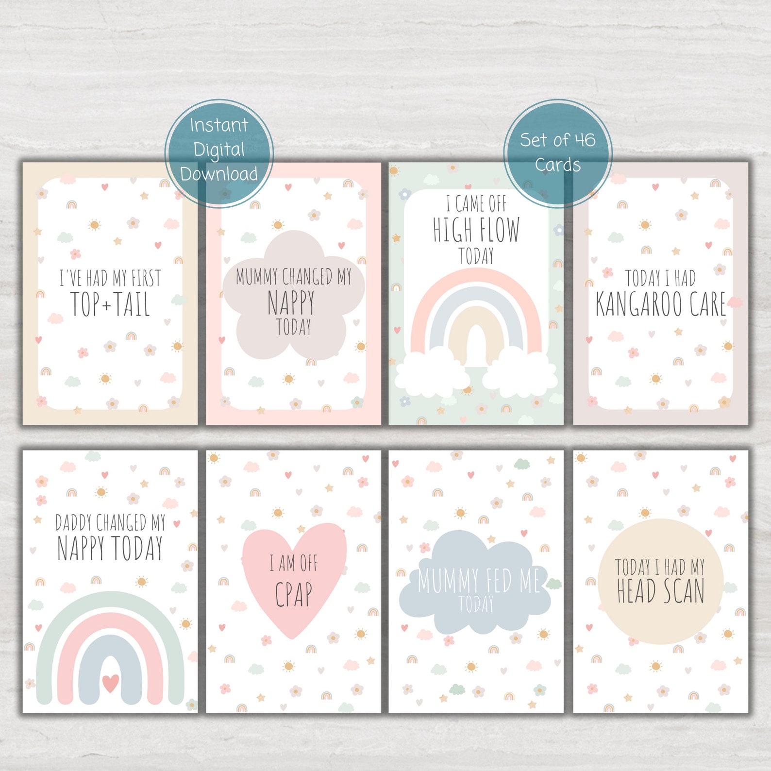 NICU Milestone Cards, Preemie Baby, Premature Girl or Boy NICU Journey ...