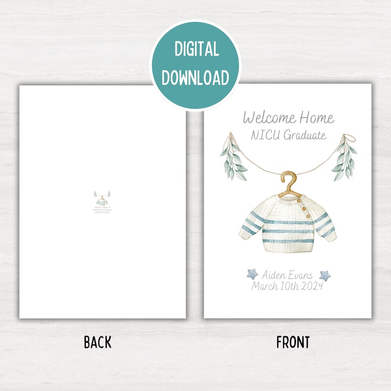 Welcome Home NICU Graduate, Personalised Vintage Blue Congratulations ...