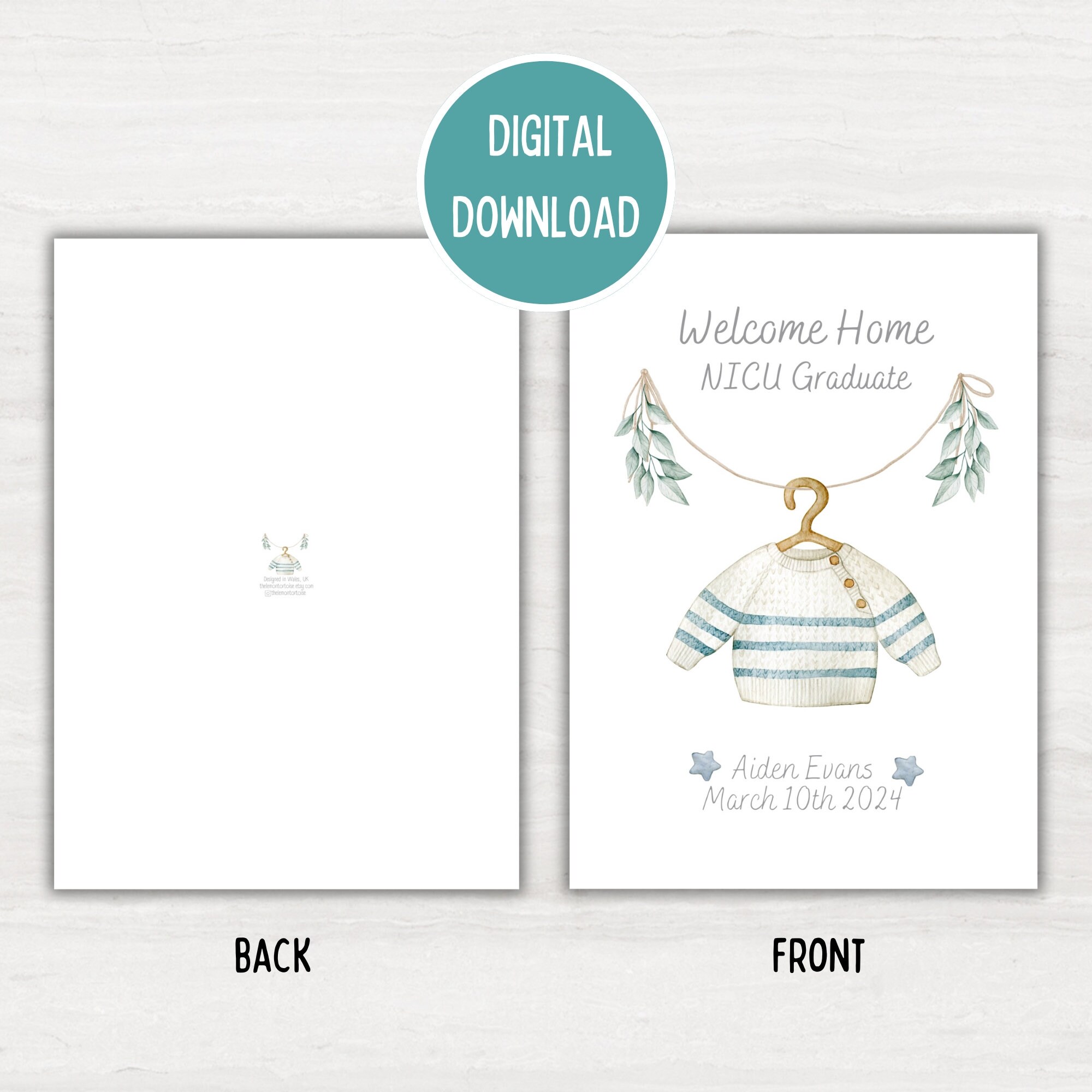 Welcome Home NICU Graduate, Personalised Vintage Blue Congratulations ...