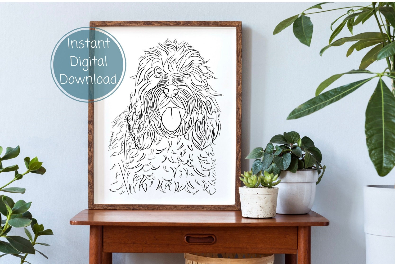 Cockapoo Dog Line Art Black and White Minimalist Print - Etsy