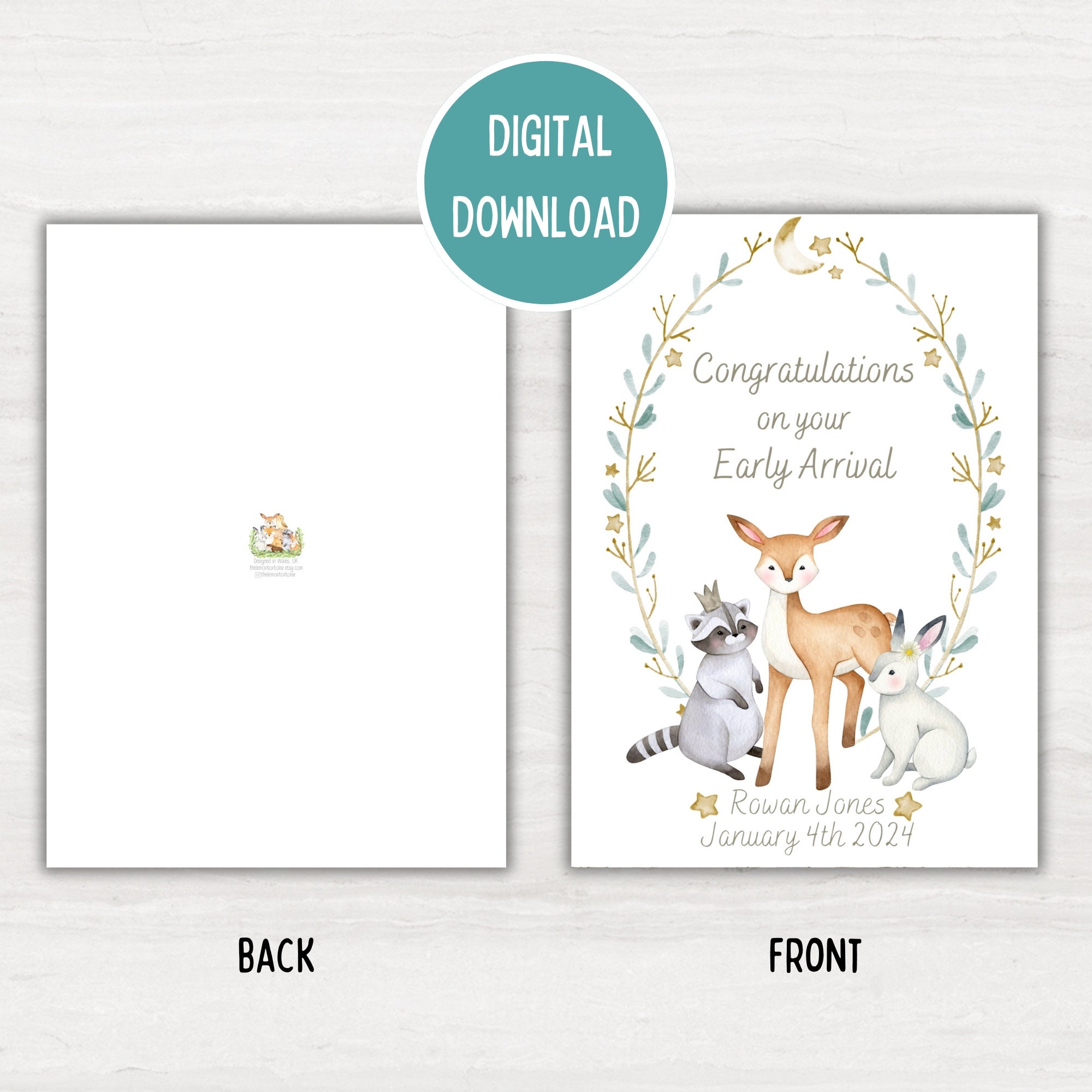 Premature Baby Congratulations Early Arrival Card, Woodland Animal ...