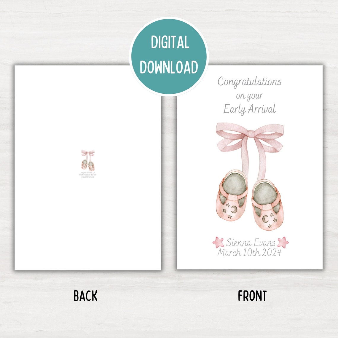 Premature Baby Girl Congratulations Early Arrival Card, Vintage Pink ...