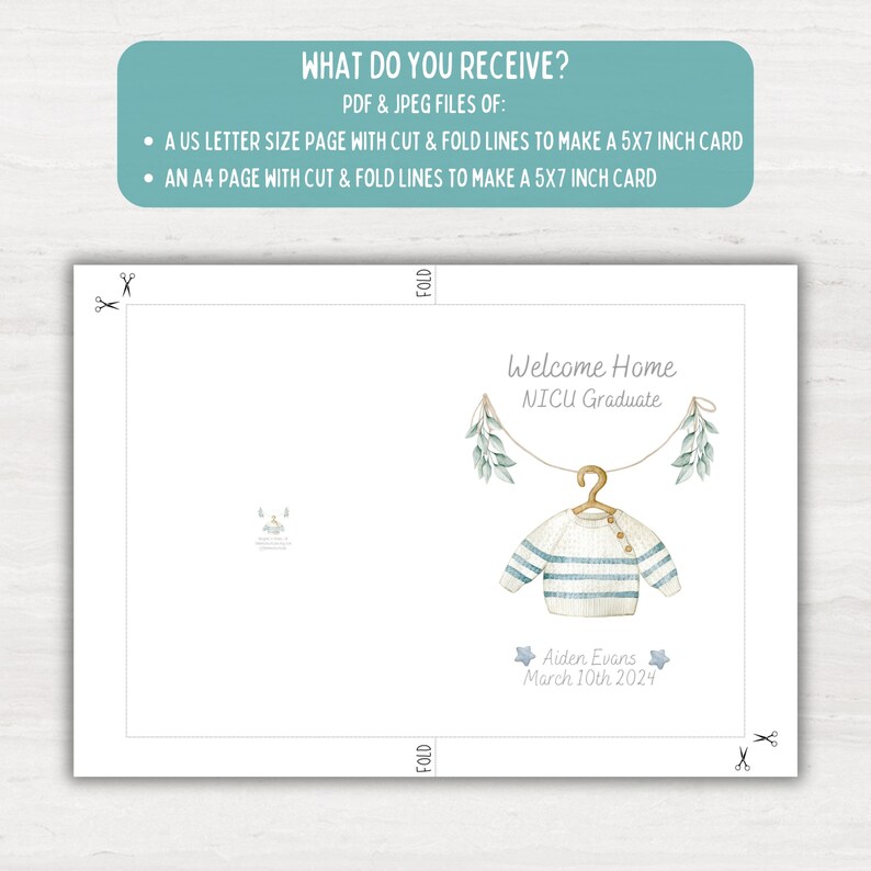Welcome Home NICU Graduate, Personalised Vintage Blue Congratulations ...