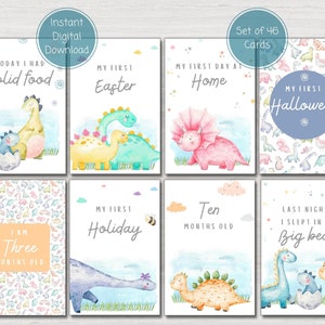 Dinosaur Baby Milestone Cards, Baby Shower Gift, Baby Keepsake Cards ...