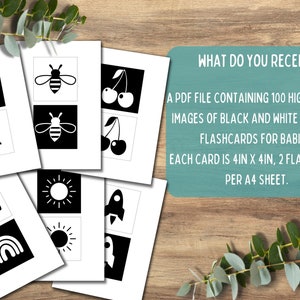 100 Black & White Sensory Flashcards for Newborn Babies Development ...