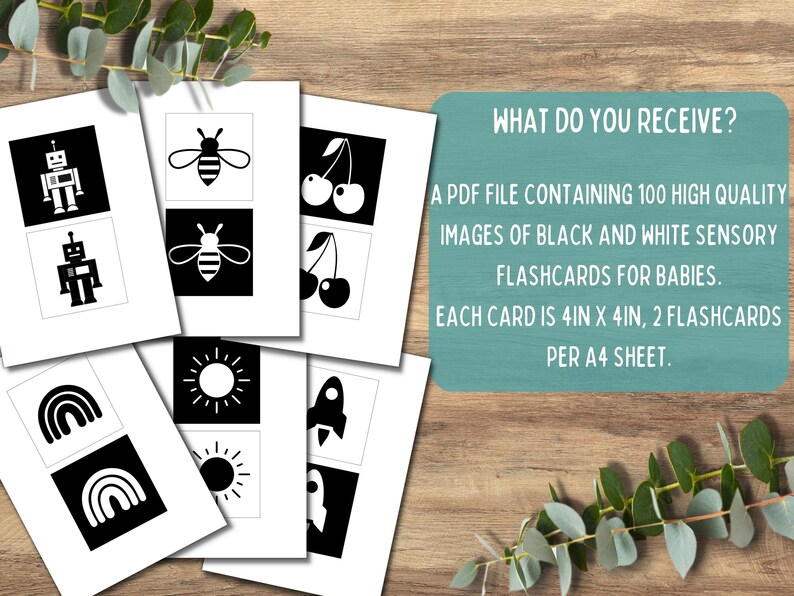 100 Black & White Sensory Flashcards for Newborn Babies - Etsy
