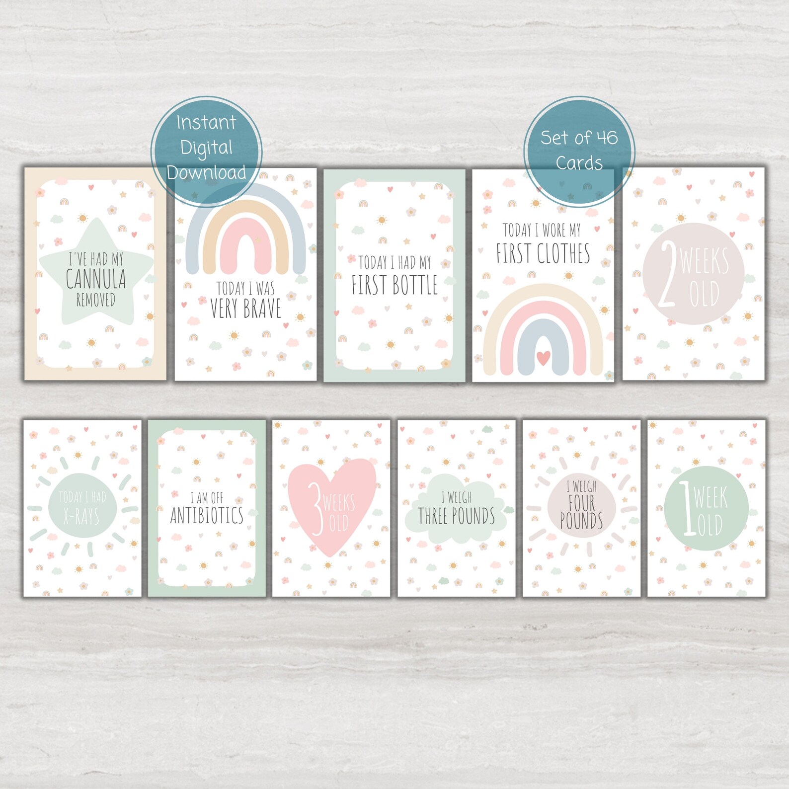 NICU Milestone Cards, Preemie Baby, Premature Girl or Boy NICU Journey ...
