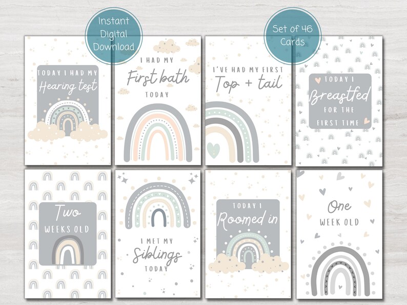 Preemie Baby NICU Milestone Cards Neutral Boho Rainbow Baby - Etsy