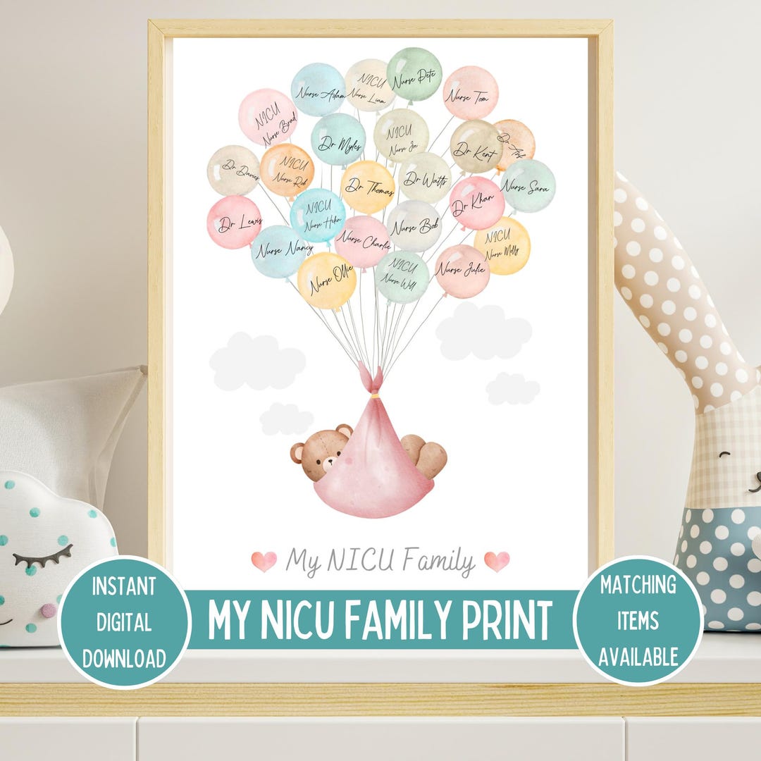 My NICU Family Sign for Hospital Staff Signatures, Teddy Bear Keepsake ...