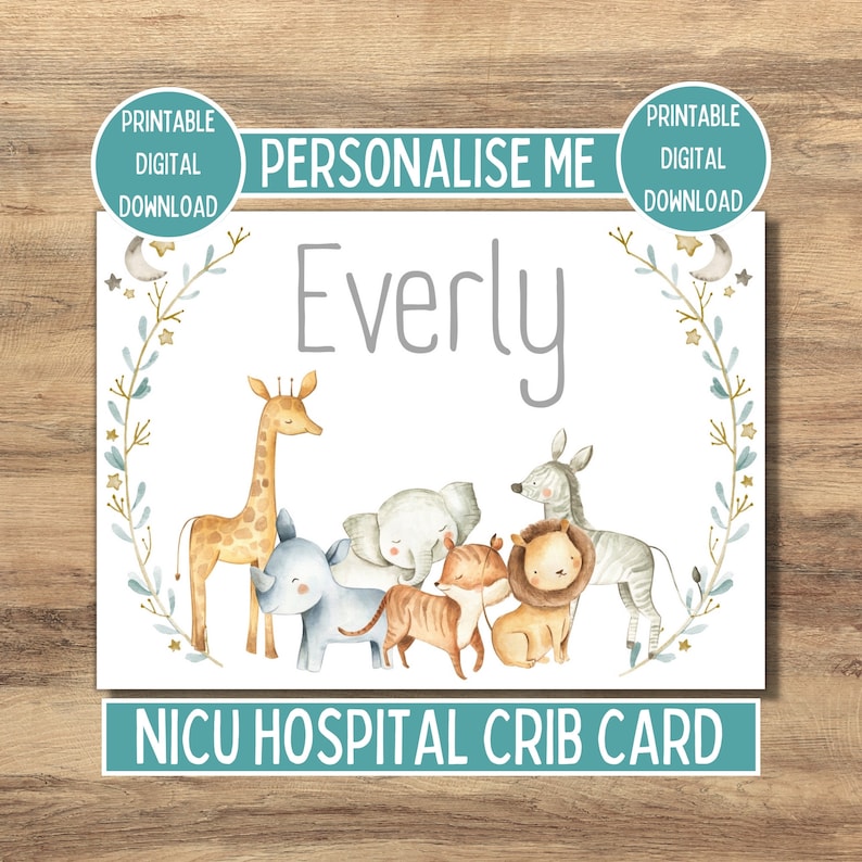 Baby Name Card for NICU Incubator, Preemie Isolette, Hospital Crib Cot ...